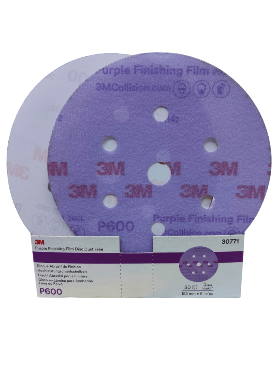 DISCO PURPURA FINISH FILM HOOKIT 3M 30771 GRANO 600 6¨ (CAJA CON 50 PZS ...